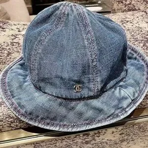 CHANEL. | Tops | Chanel Denim Bucket Hat With Cc Logo | Poshmark